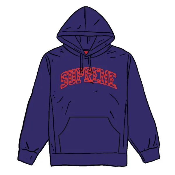Supreme Hearts Arc Hooded Sweatshirt - Washed Navy Blue